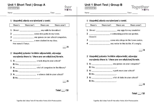 Together kl4 U1 Unit Test Standard A - Together dla 4 klasy Tests ...