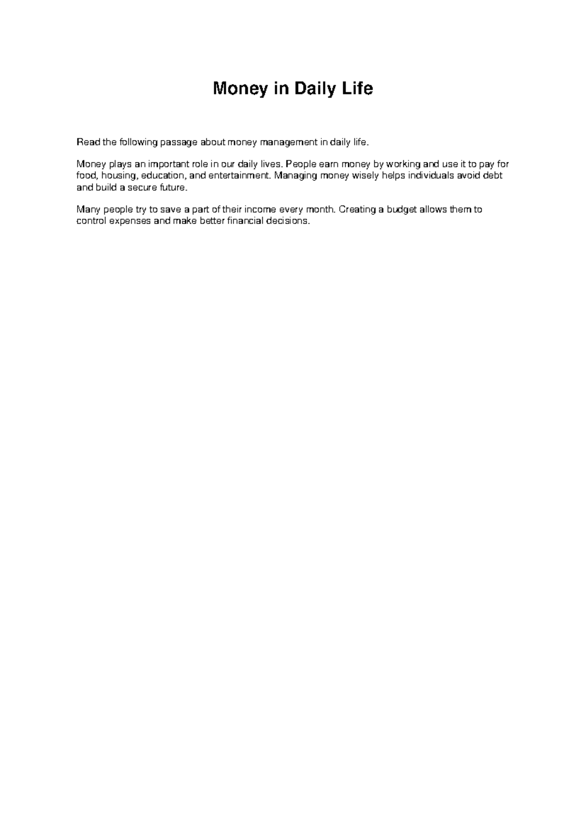 Money Reading - gggg - giáo trình - Money in Daily Life Read the ...
