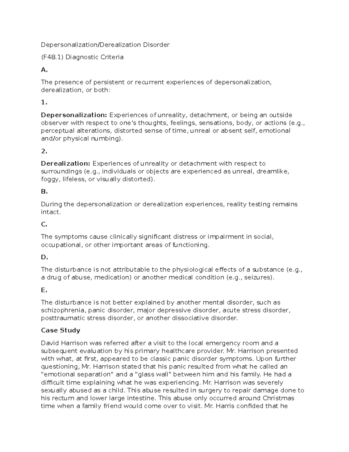 Discussion Thread: Chapters 5 & 6 on Depersonalization/Derealization ...