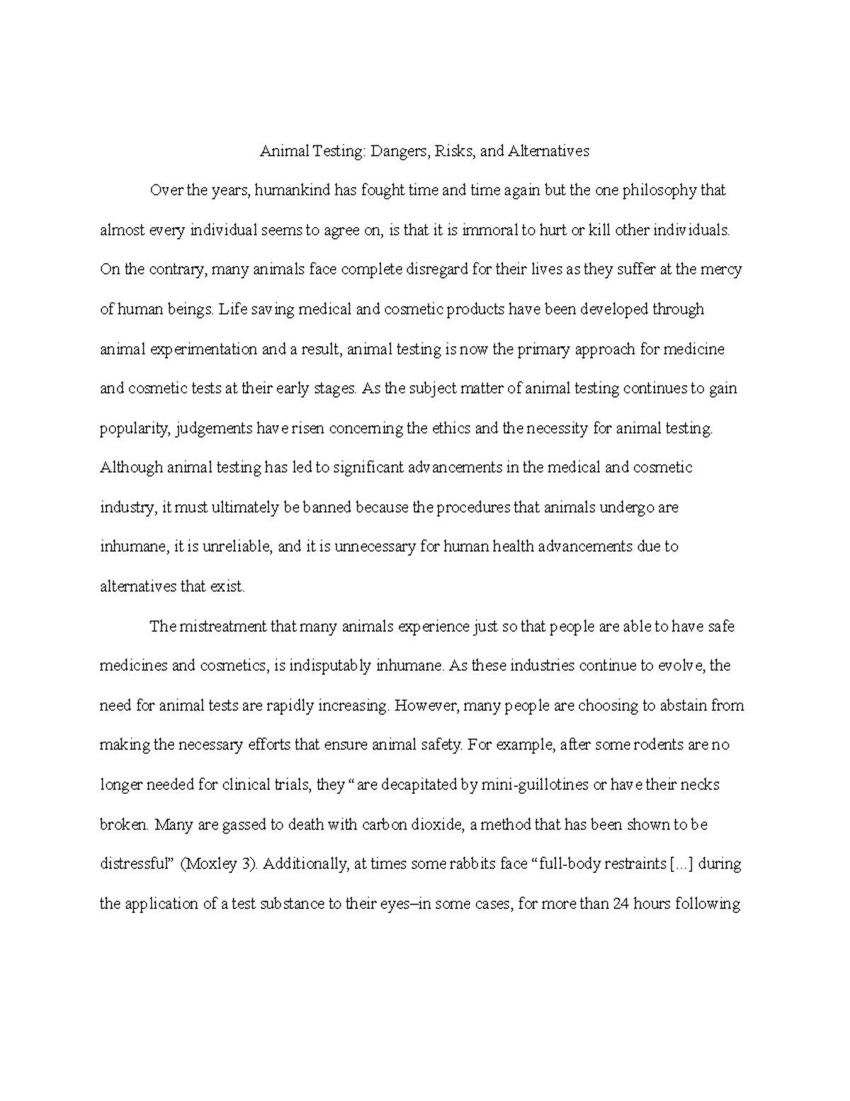 Animal Testing: Ethical Concerns and Alternatives - Persuasive Essay ...