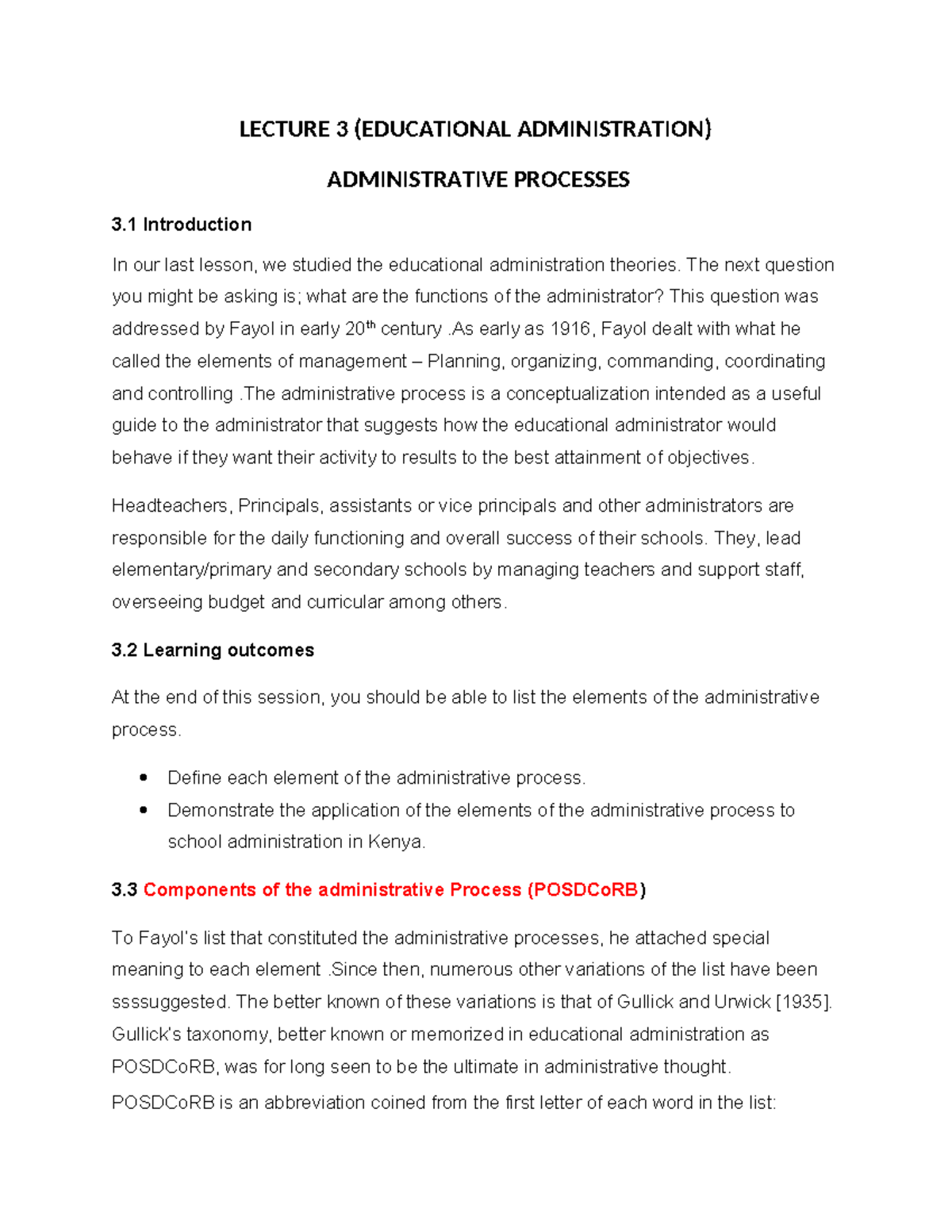 Lesson 3: Understanding Administrative Processes in Education - Studocu
