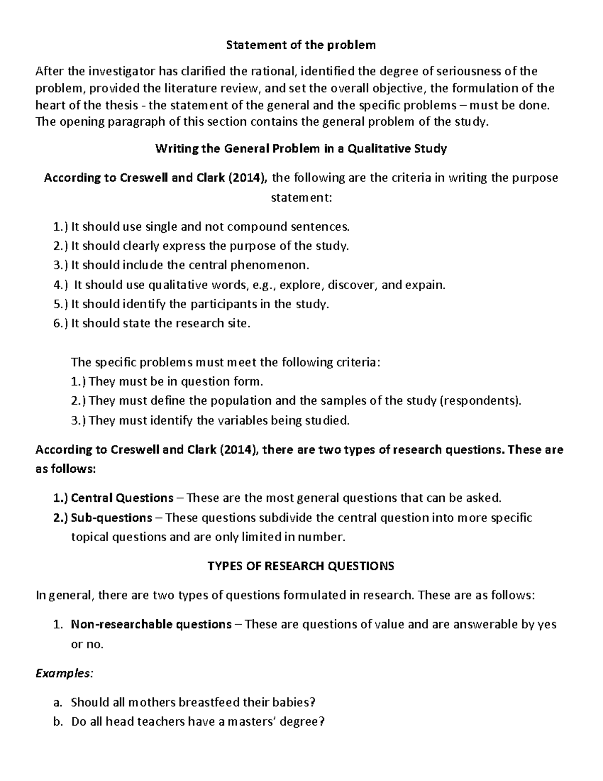 Qualitative Research Questions: Formulation & Evaluation Guidelines - Studocu