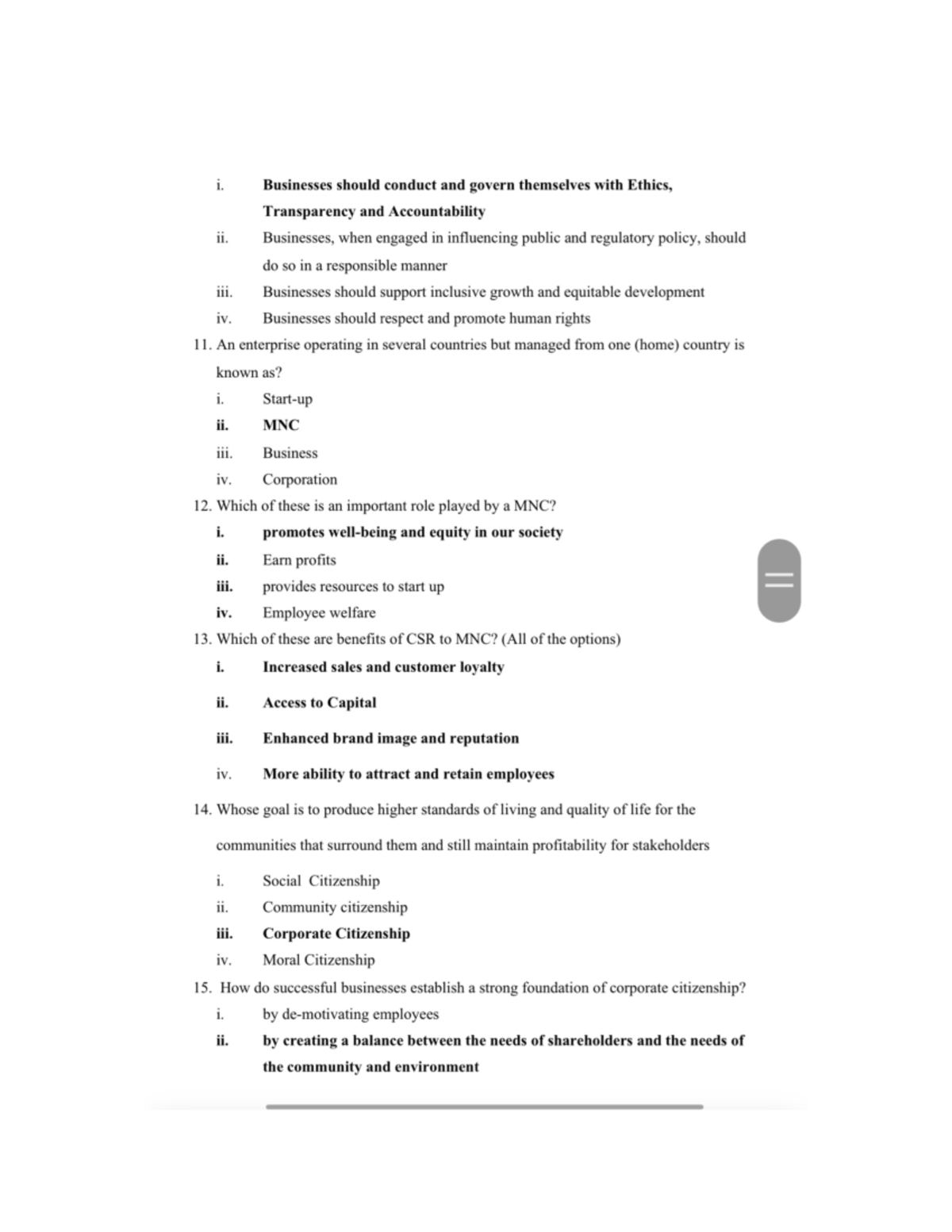 CSR - Key Multiple Choice Questions & Answers for Exam Prep - Studocu