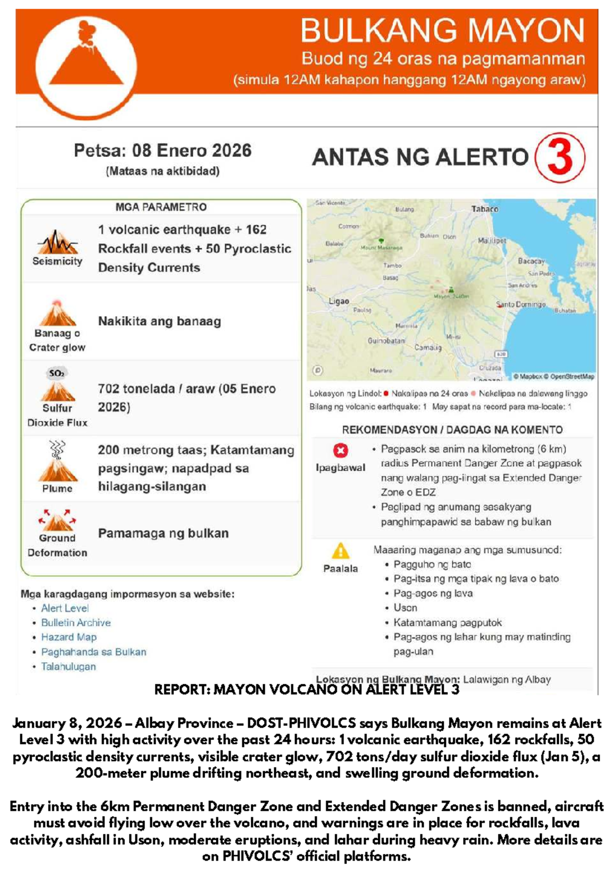 Mayon Volcano Alert Level 3 Report - January 2026 Updates - Studocu