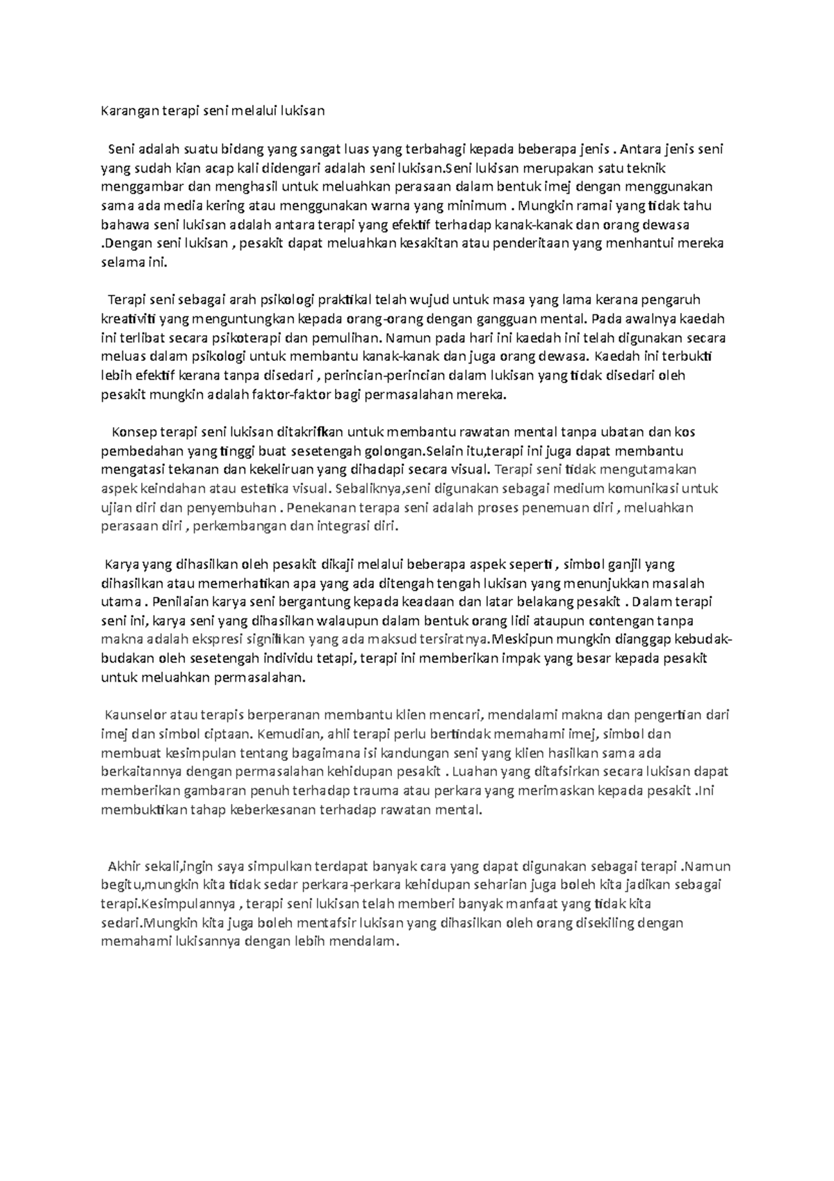 BM Karangan 04062021 - Karangan terapi seni melalui lukisan Seni adalah ...
