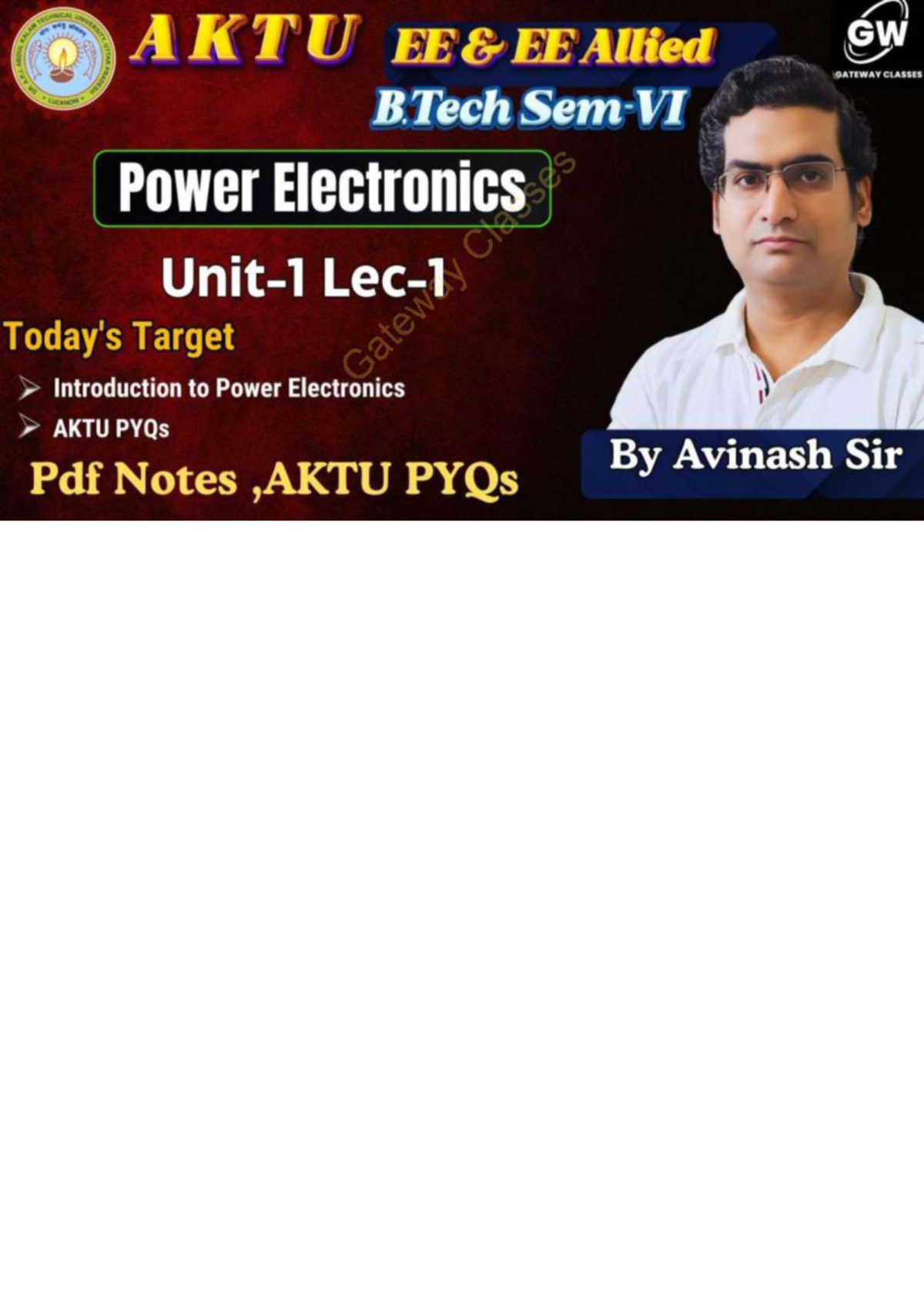 Power Electronics Overview and Key Concepts (BEE 602) Notes - Studocu