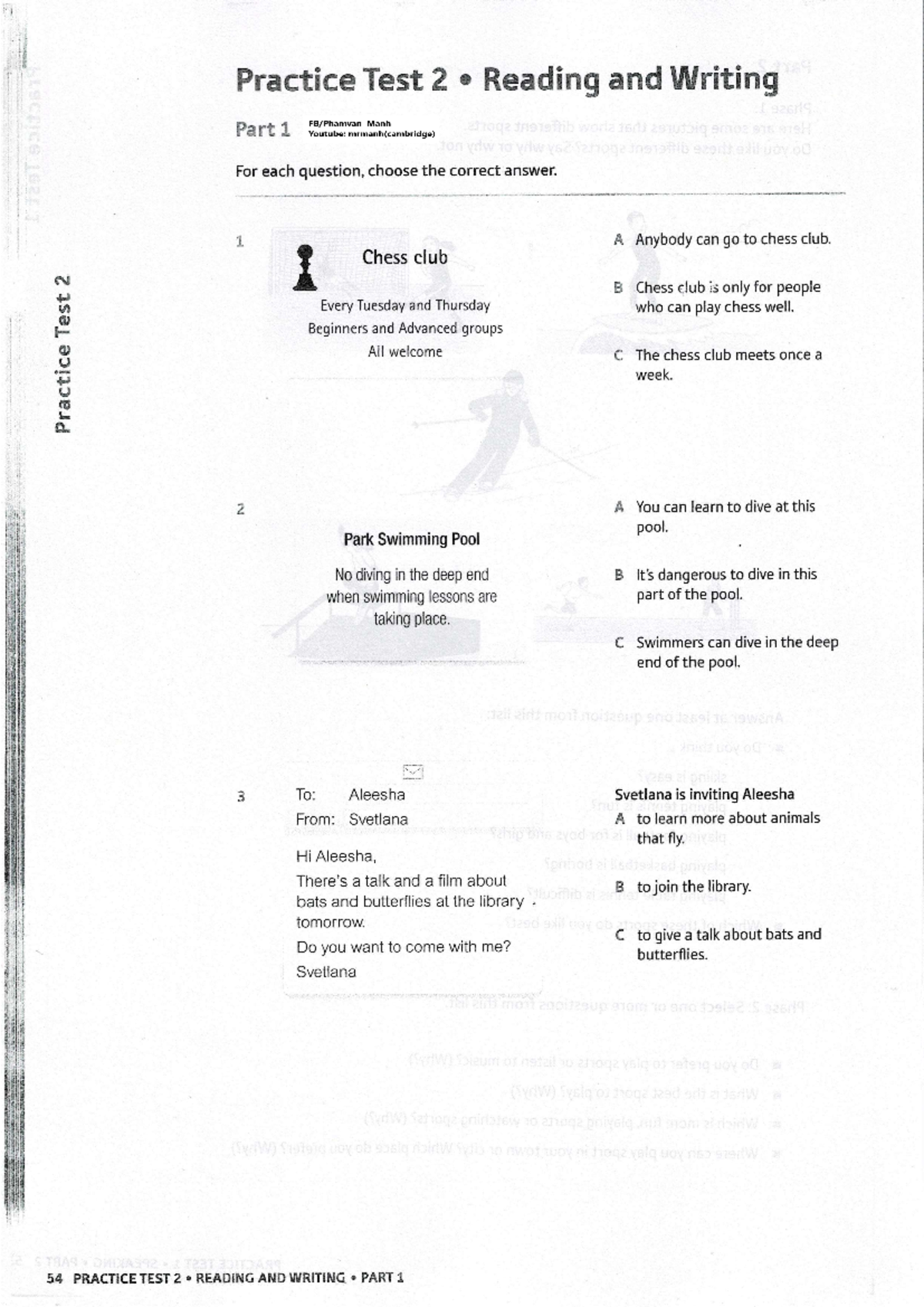 KET - Exam practice 4 - ... - Practice Test 2 Reading and Writing Part ...