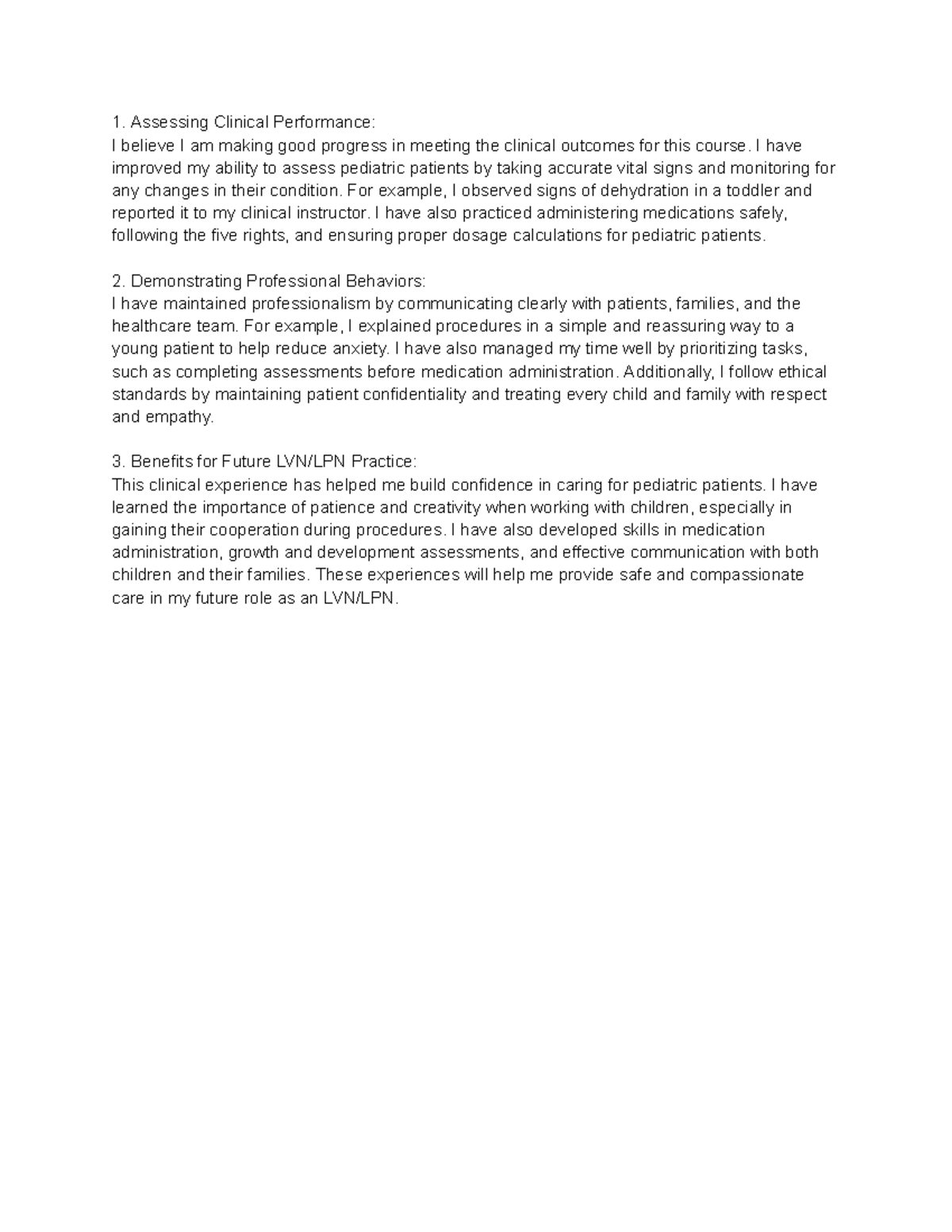 Guinid Midterm Evaluation - Assessing Clinical Performance: I believe I ...
