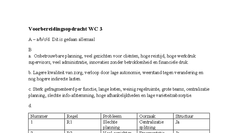 Voorbereidingsopdracht WC3: Analyse van Zorgstructuur en Planning ...