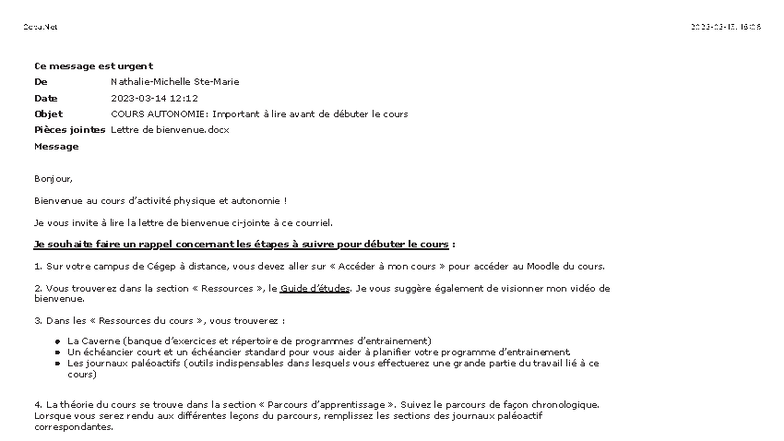 COURS AUTONOMIE: Sommaire et Instructions pour Devoir 1 - Studocu