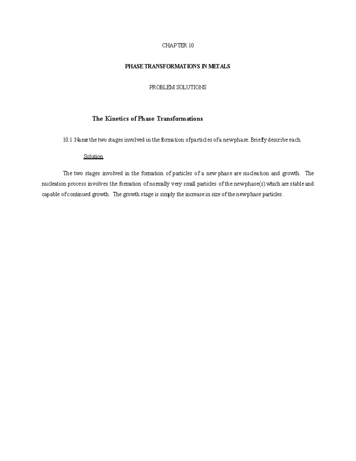 Chapter 10 Solution Manual: Phase Transformations in Metals - Mat Sci & Engg 8th Ed - Studocu