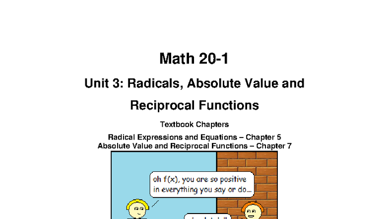 Unit 3 Math 10C: Radicals, Absolute Value & Reciprocal Functions Notes ...