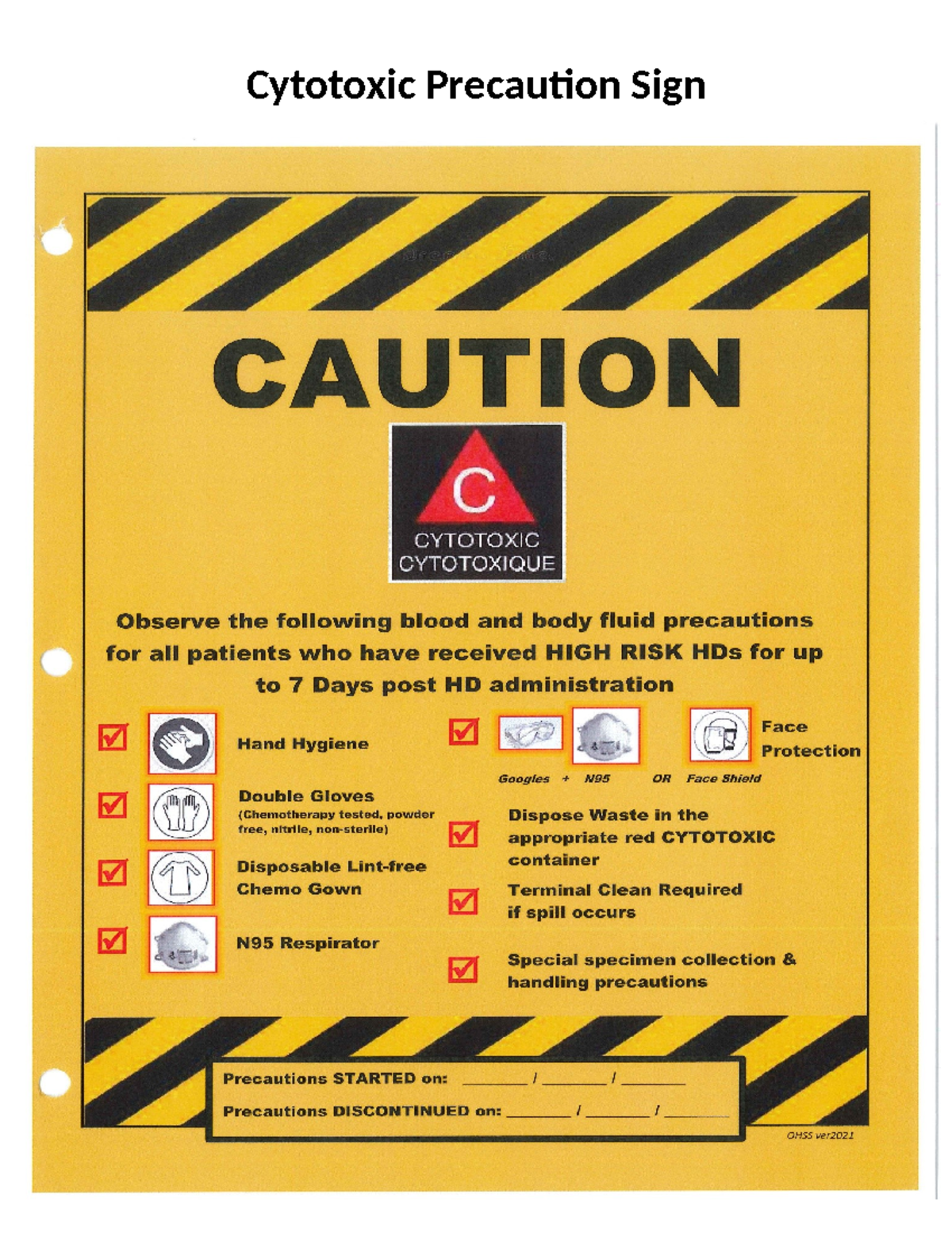 Cytotoxic Precautions for High-Risk HDs: Safety Guidelines - Studocu