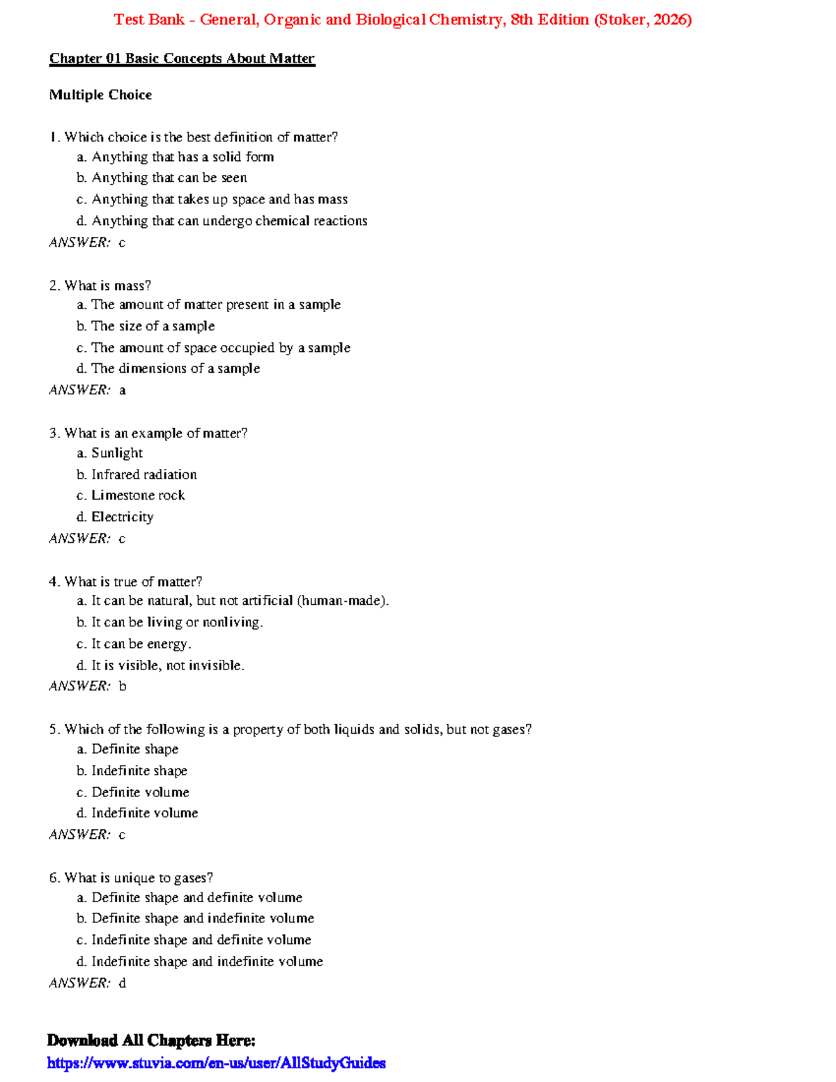 Test Bank - General, Organic & Biological Chemistry (Stoker, 2026 ...
