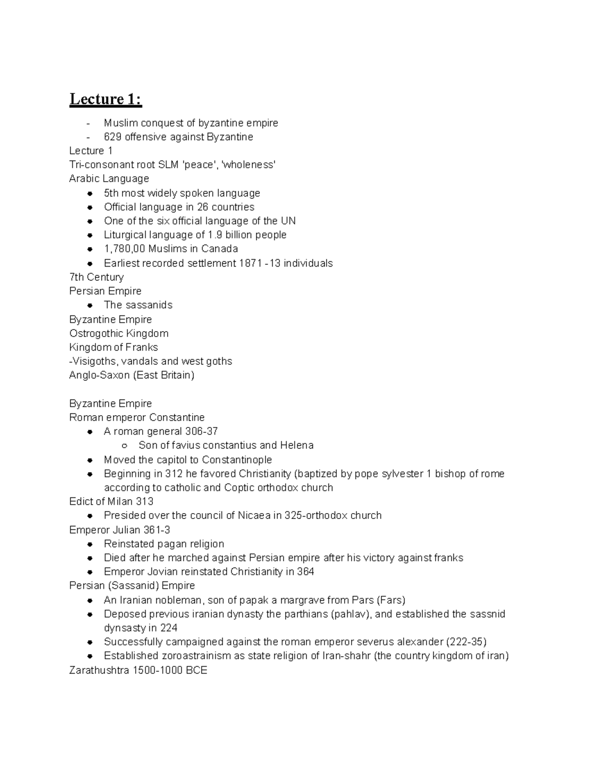 ALMC 317 Final Exam Notes: Muslim Conquest of the Byzantine Empire ...