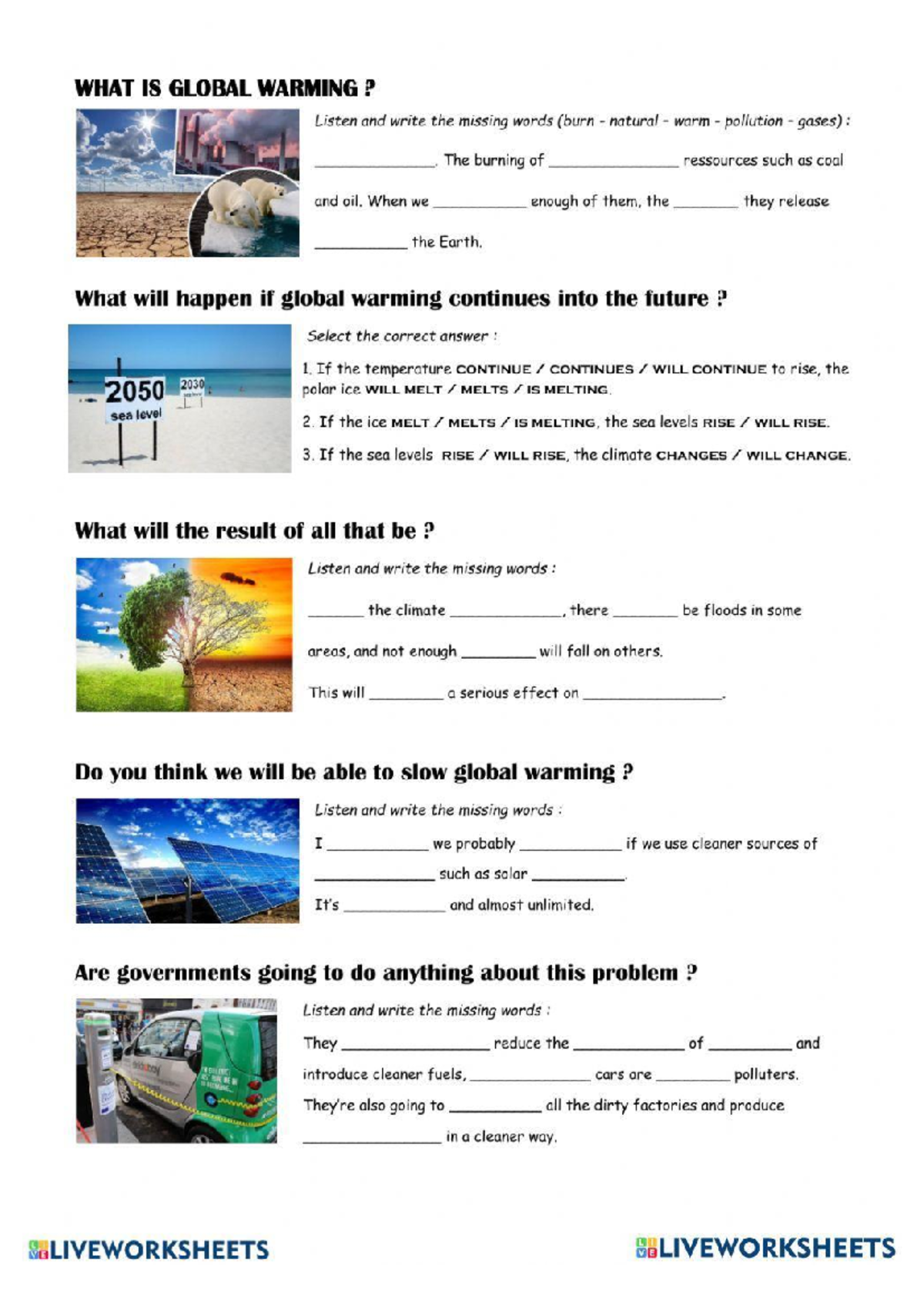 Climate Change Conditional Exercises: Global Warming Insights - Studocu