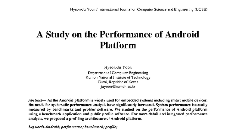 A Study on Android Platform Performance Analysis (IJCSE) - Studocu