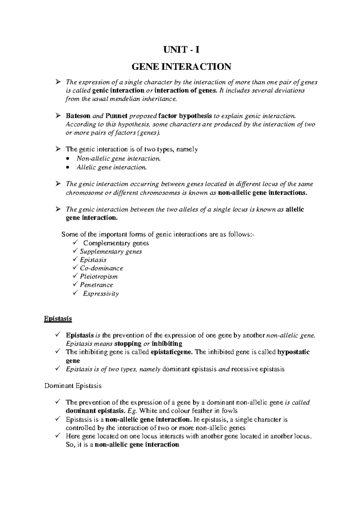 GENE INTERACTIONS, PLEIOTROPY, PENETRANCE & EXPRESSIVITY (BIO 101 ...