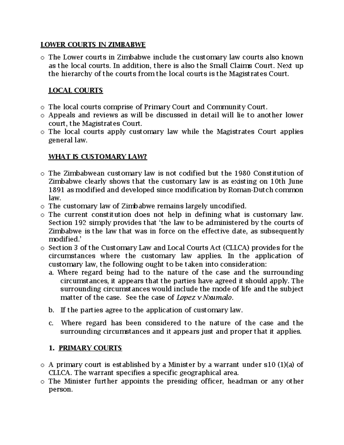 Lower courts in Zimbabwe: An overview of customary law and jurisdiction ...