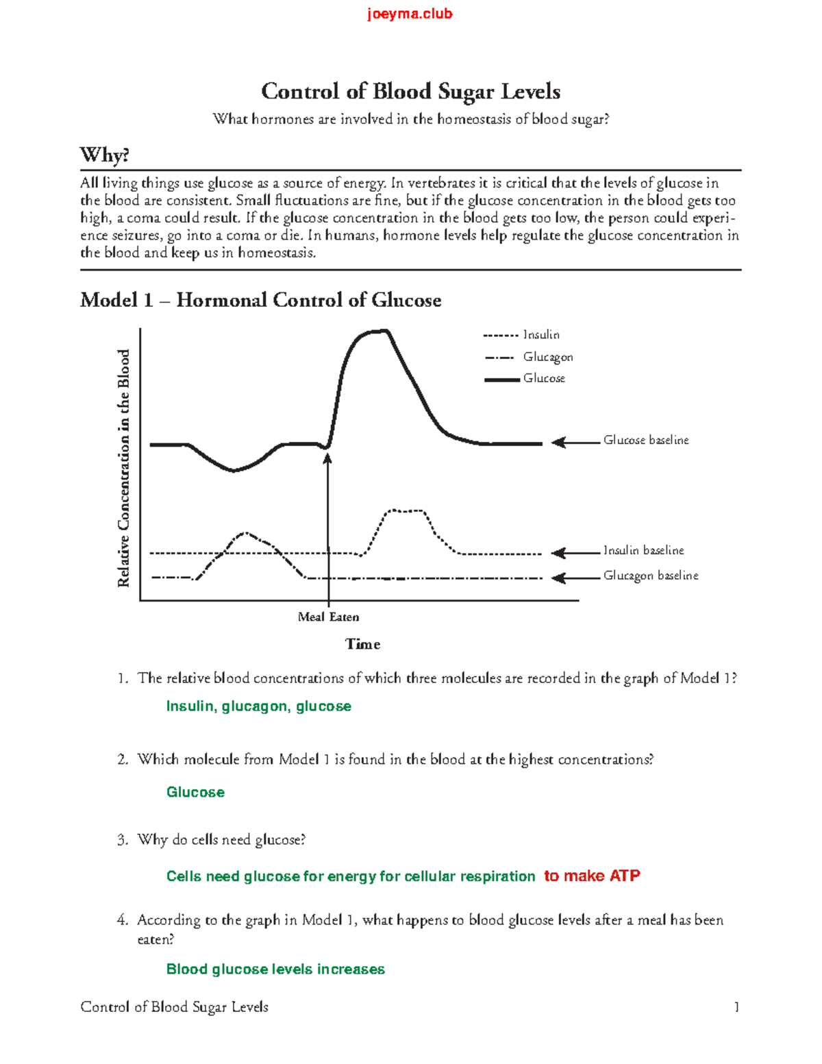 Control of Blood Sugar Levels: Hormonal Regulation and Diabetes ...