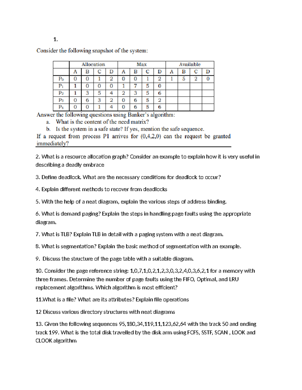 Assignment 2 - Resource Allocation, Deadlock, and Memory Management ...