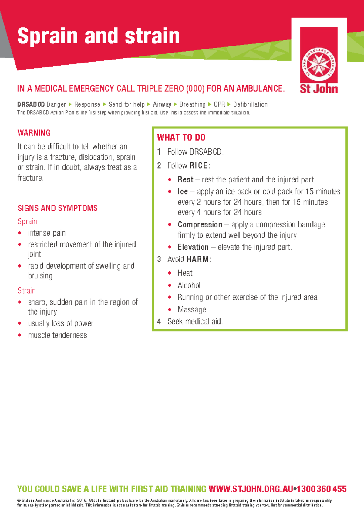 FS Sprains: First Aid Protocols and Emergency Response Guide - Studocu