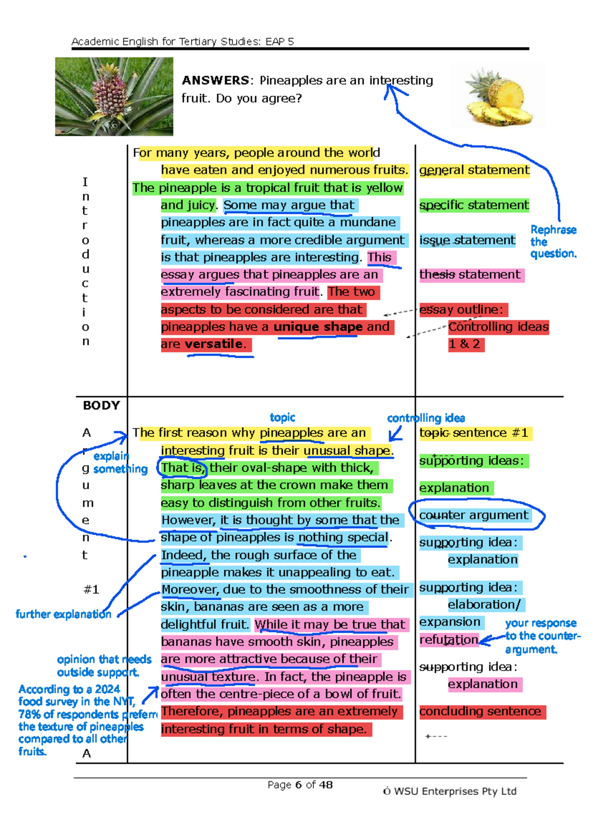 EAP 5 Highlighted Persuasive Essay: The Fascination of Pineapples - Studocu