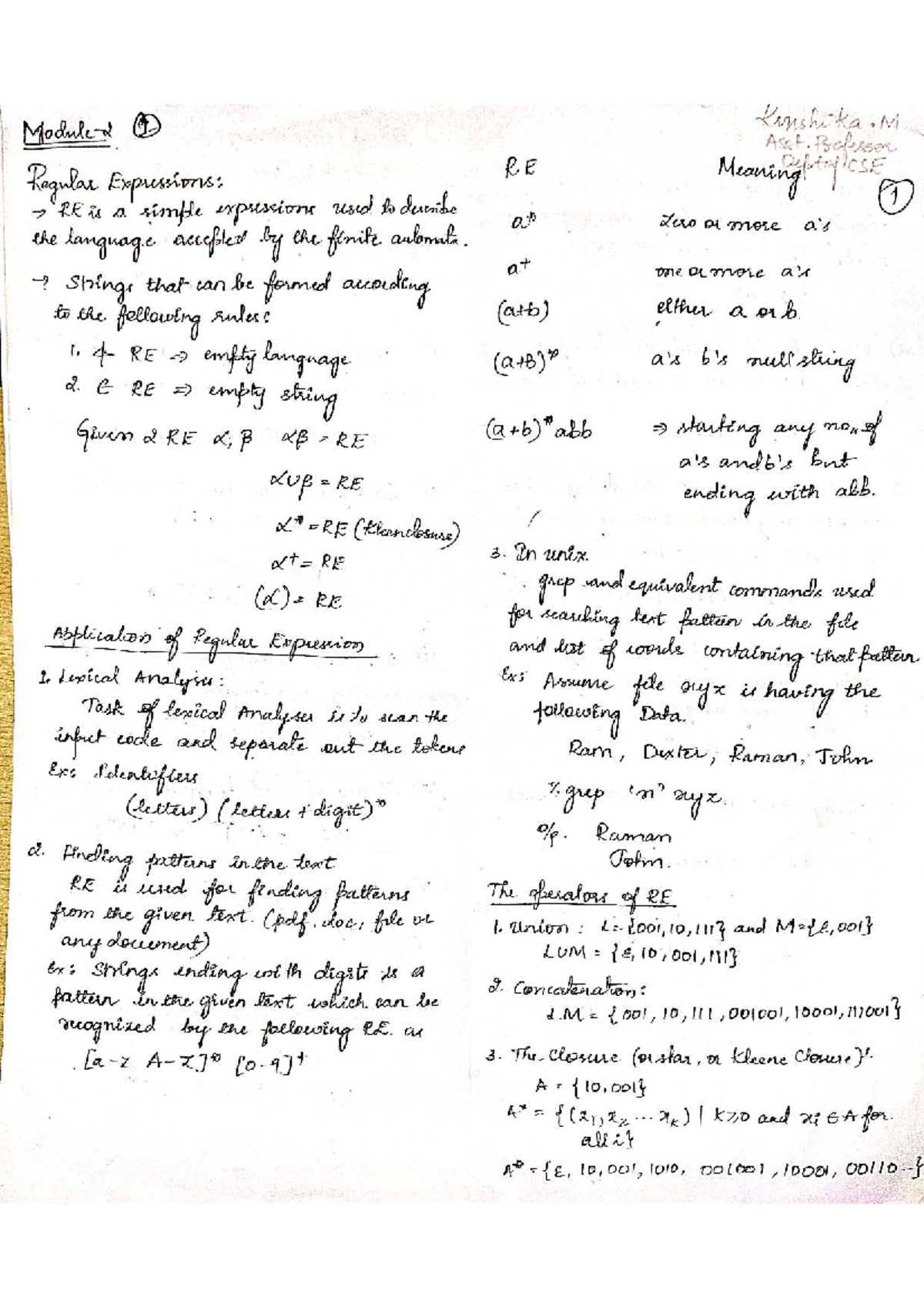 BCS503 Module 02: Regular Expressions and Finite Automata Concepts ...