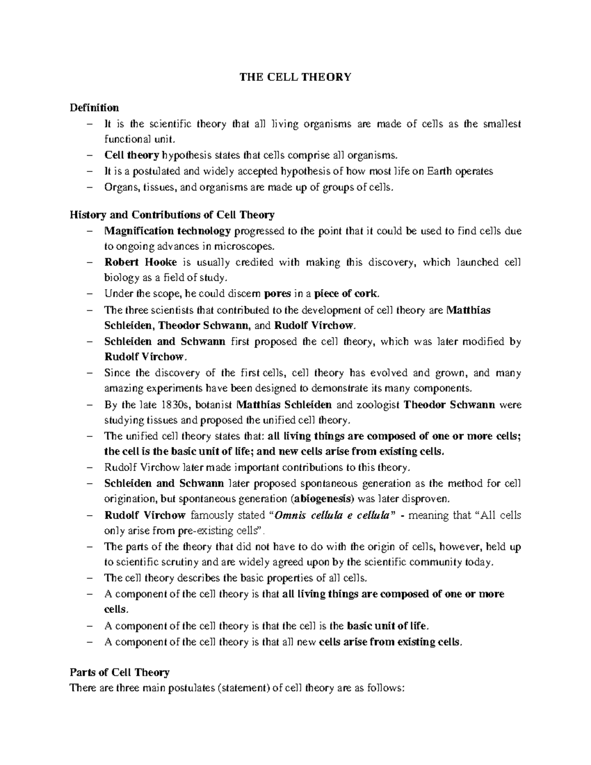 Lecture 1 (Cell Theory) 241204 123057 - THE CELL THEORY Definition It ...