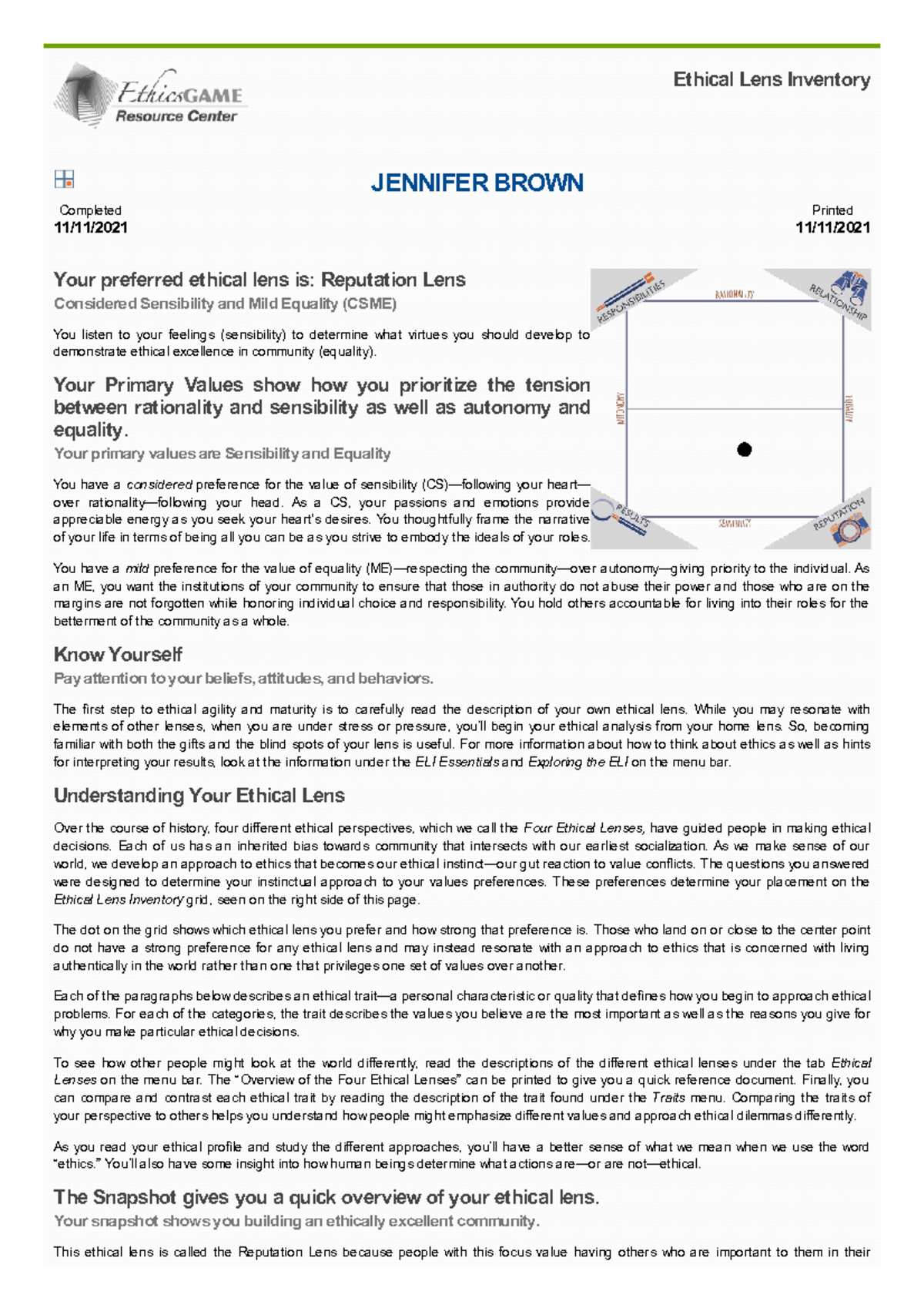 Ethics Lens Inventory: Understanding Your Reputation Lens Preferences ...