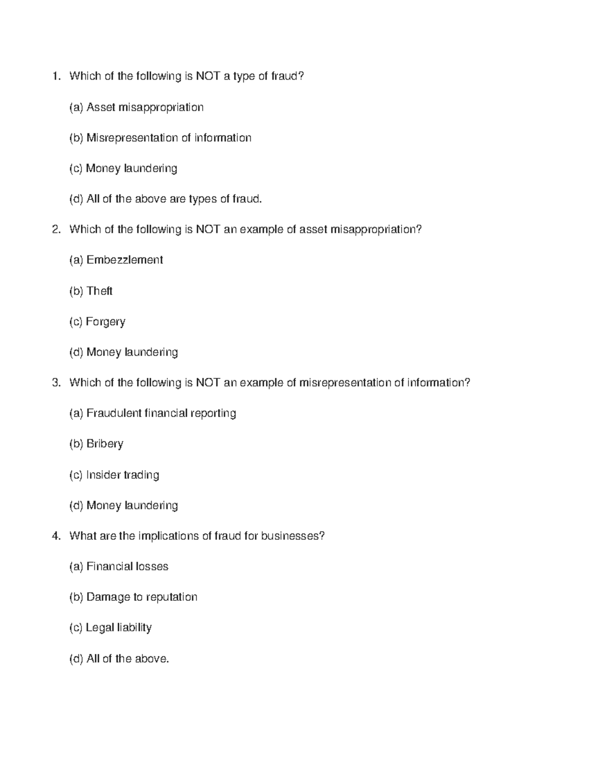 Fraud Examination Questions & Answers Guide - Studocu