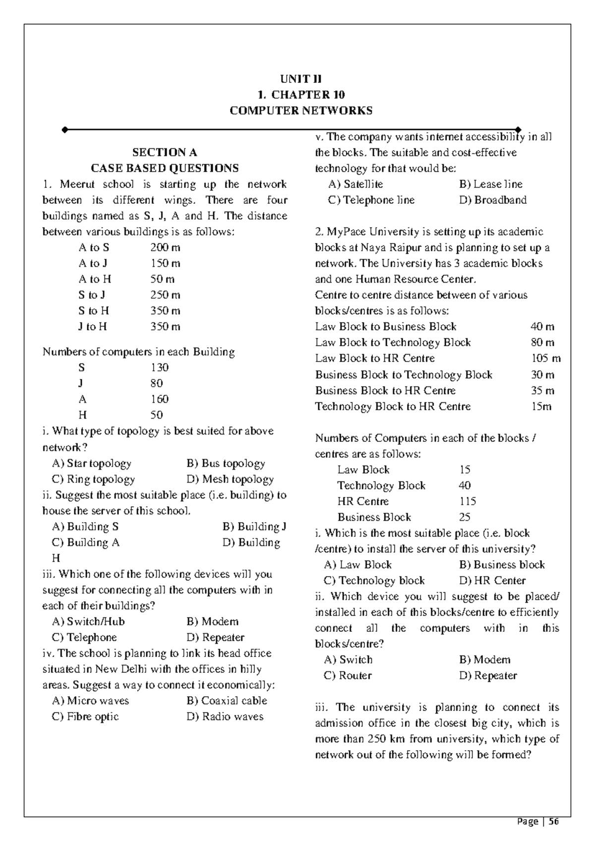 Computer Science QBank: Case Study on Computer Networks - Studocu