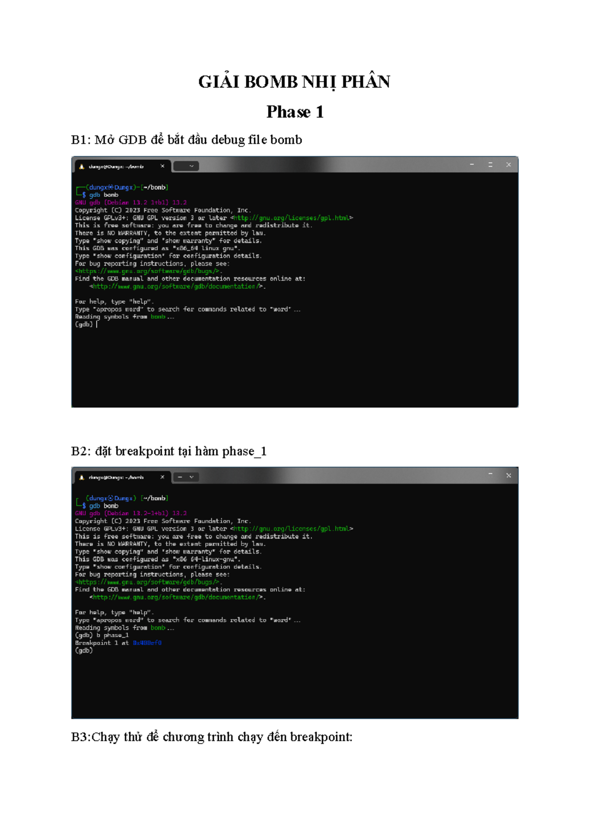 Phase 1 - Giải BOMB Nhị Phân: Hướng Dẫn Debugging - Studocu