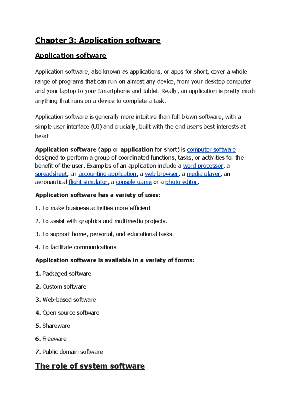 Application Software - Lecture Notes Chapter 3 Overview - Studocu