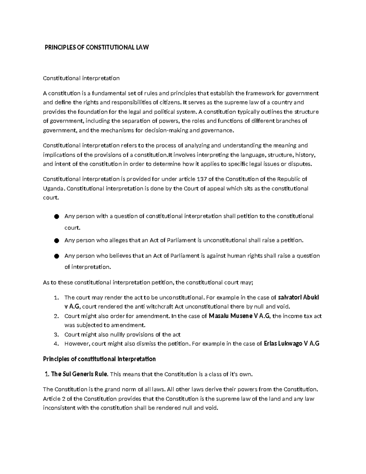 Constitutional Interpretation: Principles and Case Law Analysis - Studocu