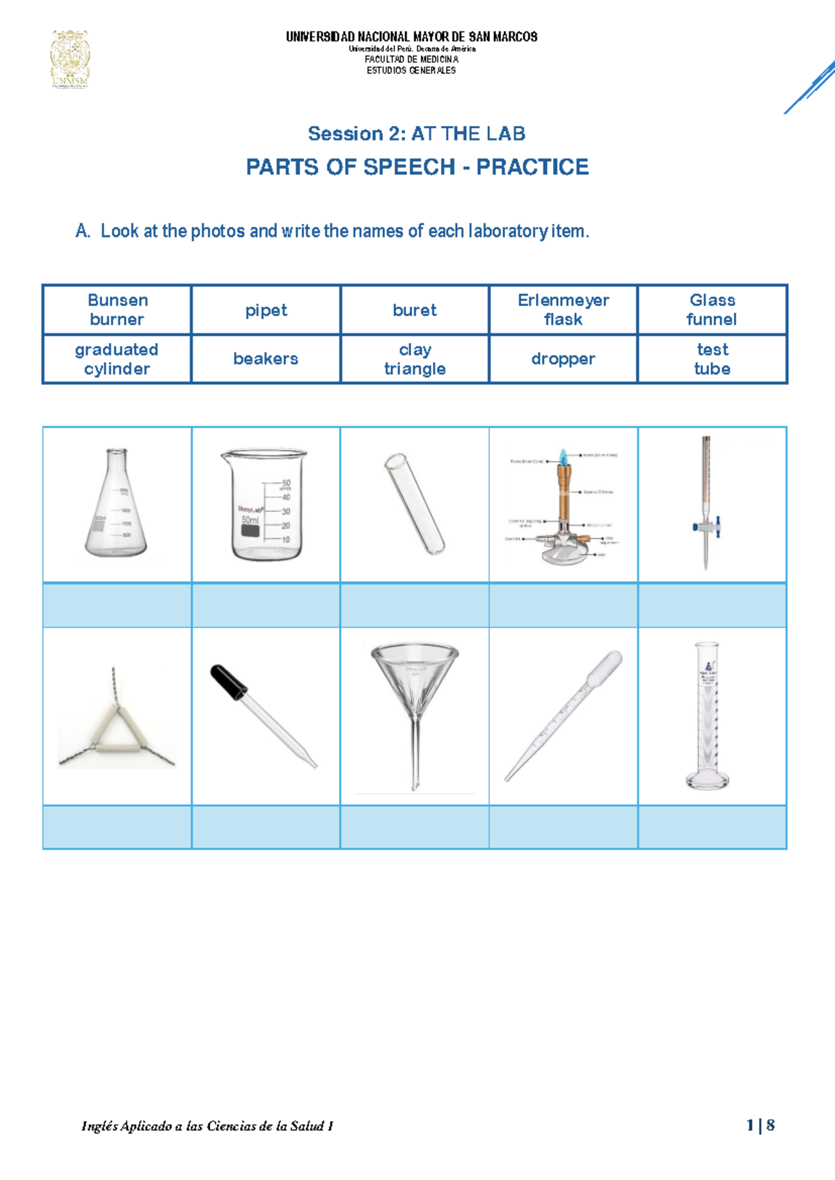 S2: Lab Equipment & Grammar Practice for Health Sciences - Studocu