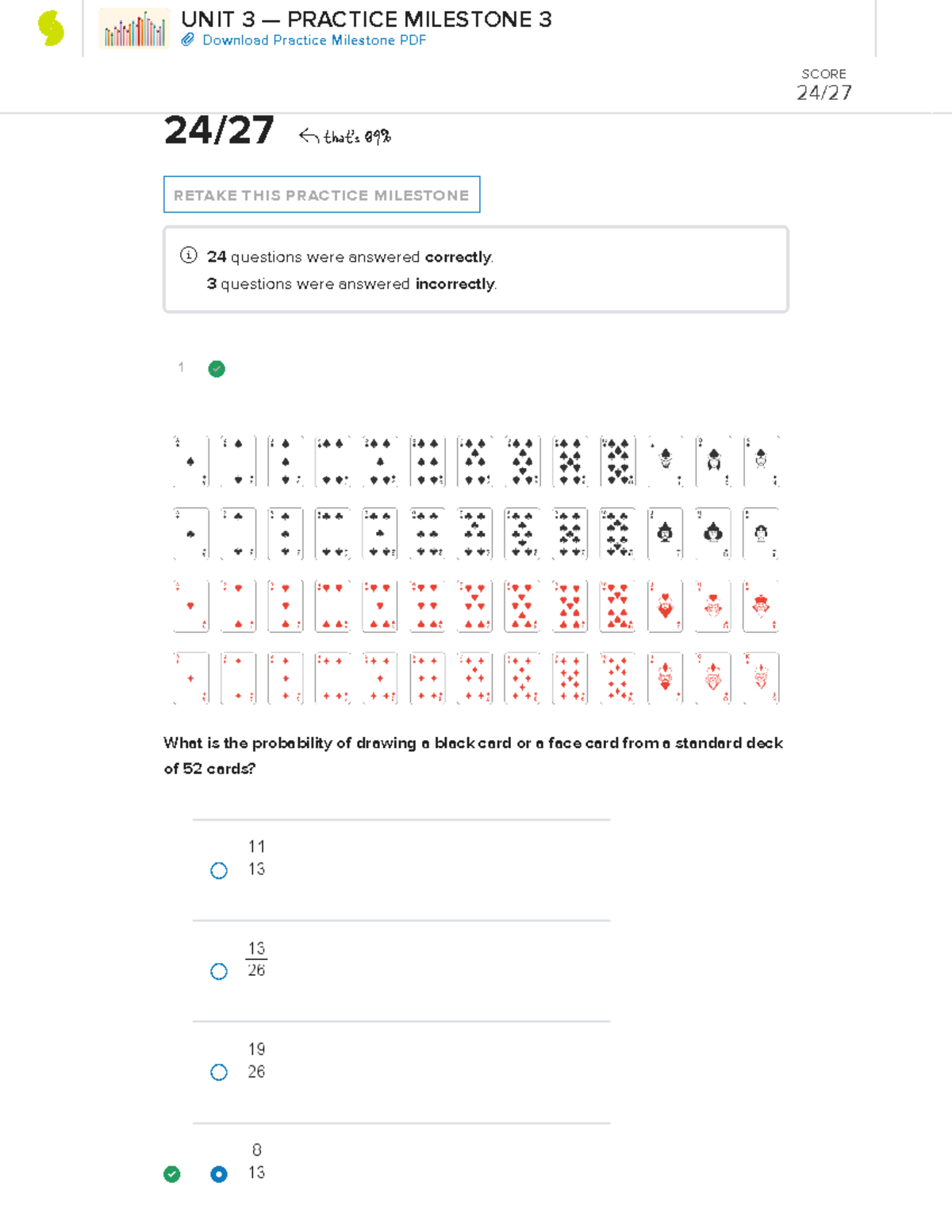 Stat Sophia Unit 3 Practice Milestone 3: Probability Concepts Review - Studocu