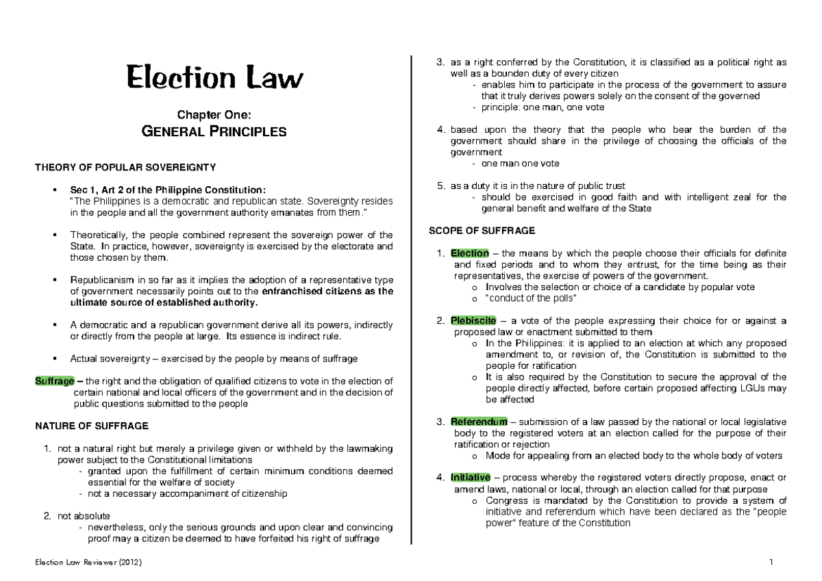 Election Law Review: Understanding Democracy and Suffrage Principles ...