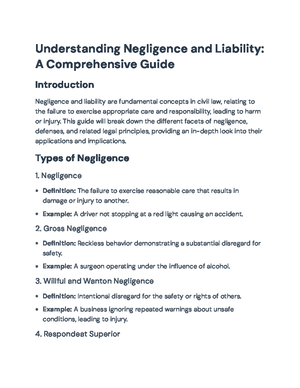 Understanding Negligence and Liability in Tort Law: Key Concepts and ...