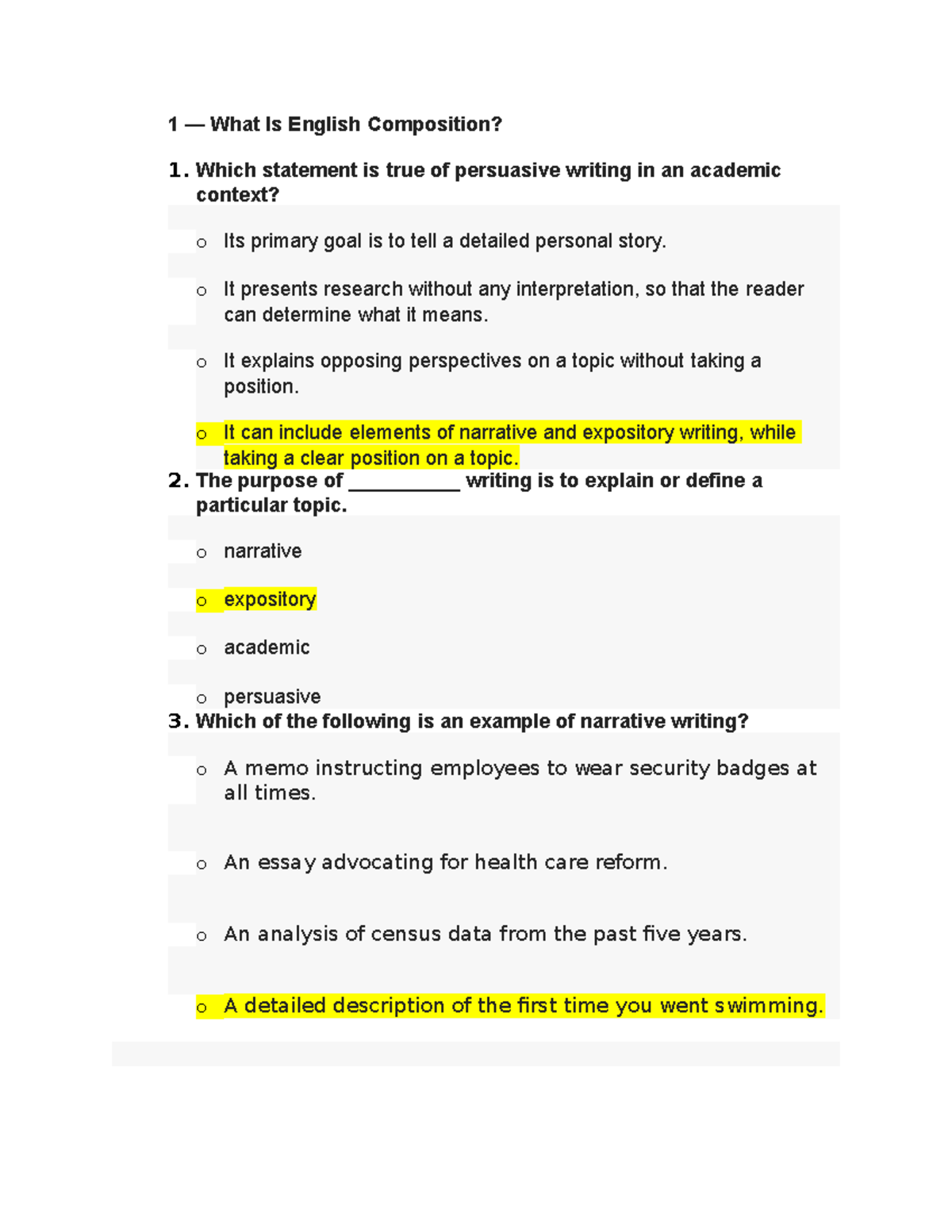 ENG Composition Unit1 - 1 — What Is English Composition? Which statement is true of persuasive ...