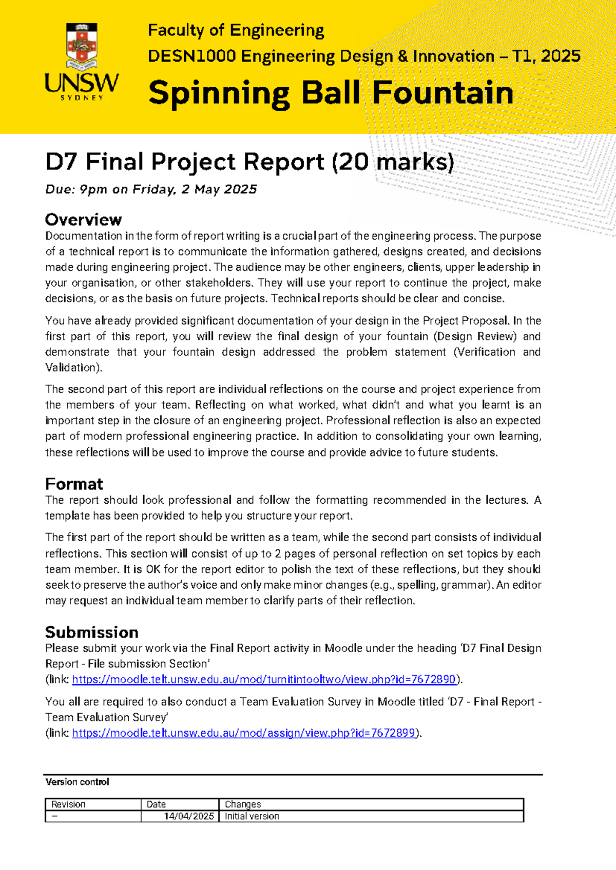 D7 Final Project Report Guide: Engineering Design Review & Reflections ...