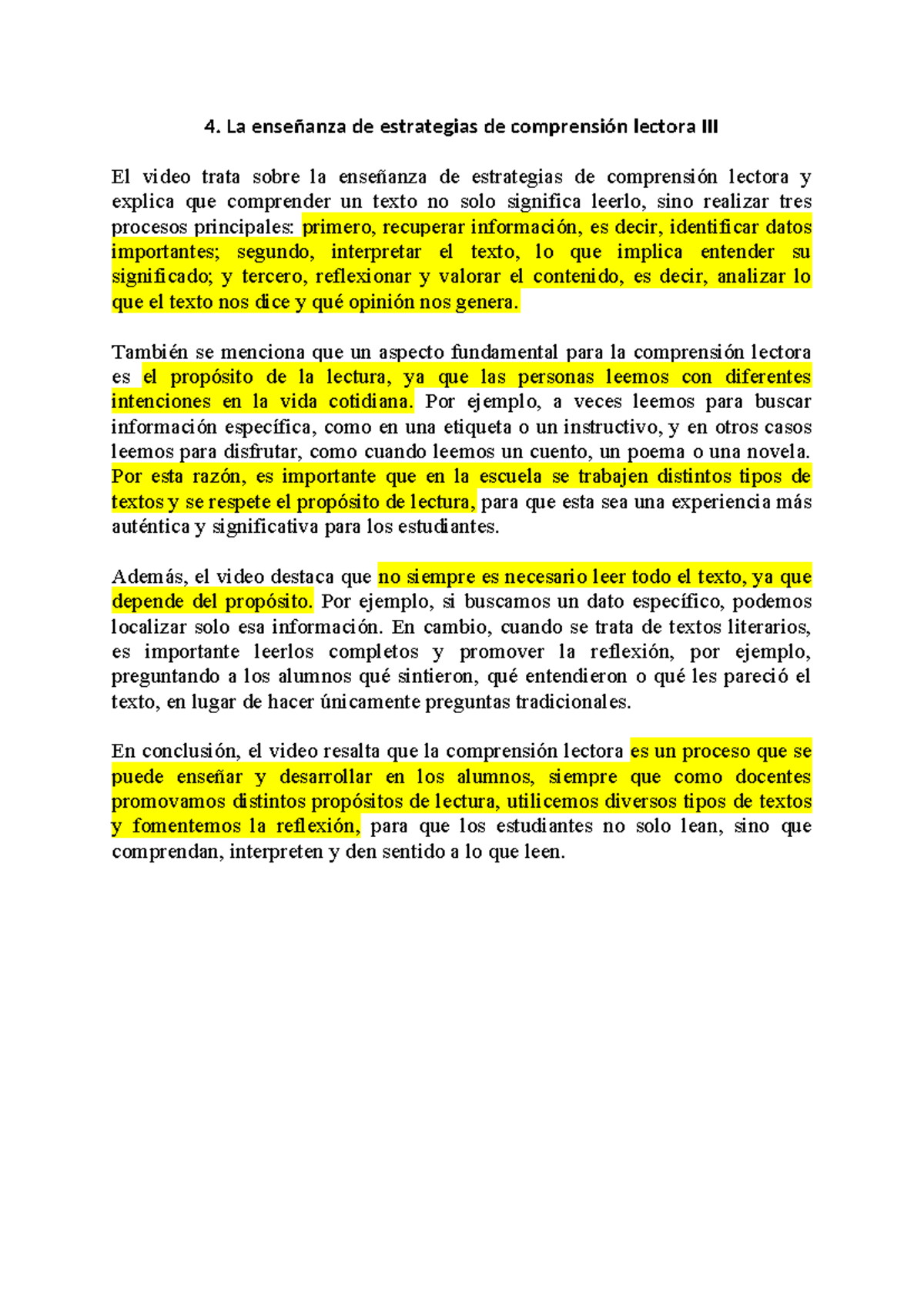 4. Estrategias de Comprensión Lectora: Enseñanza y Reflexión III - Studocu