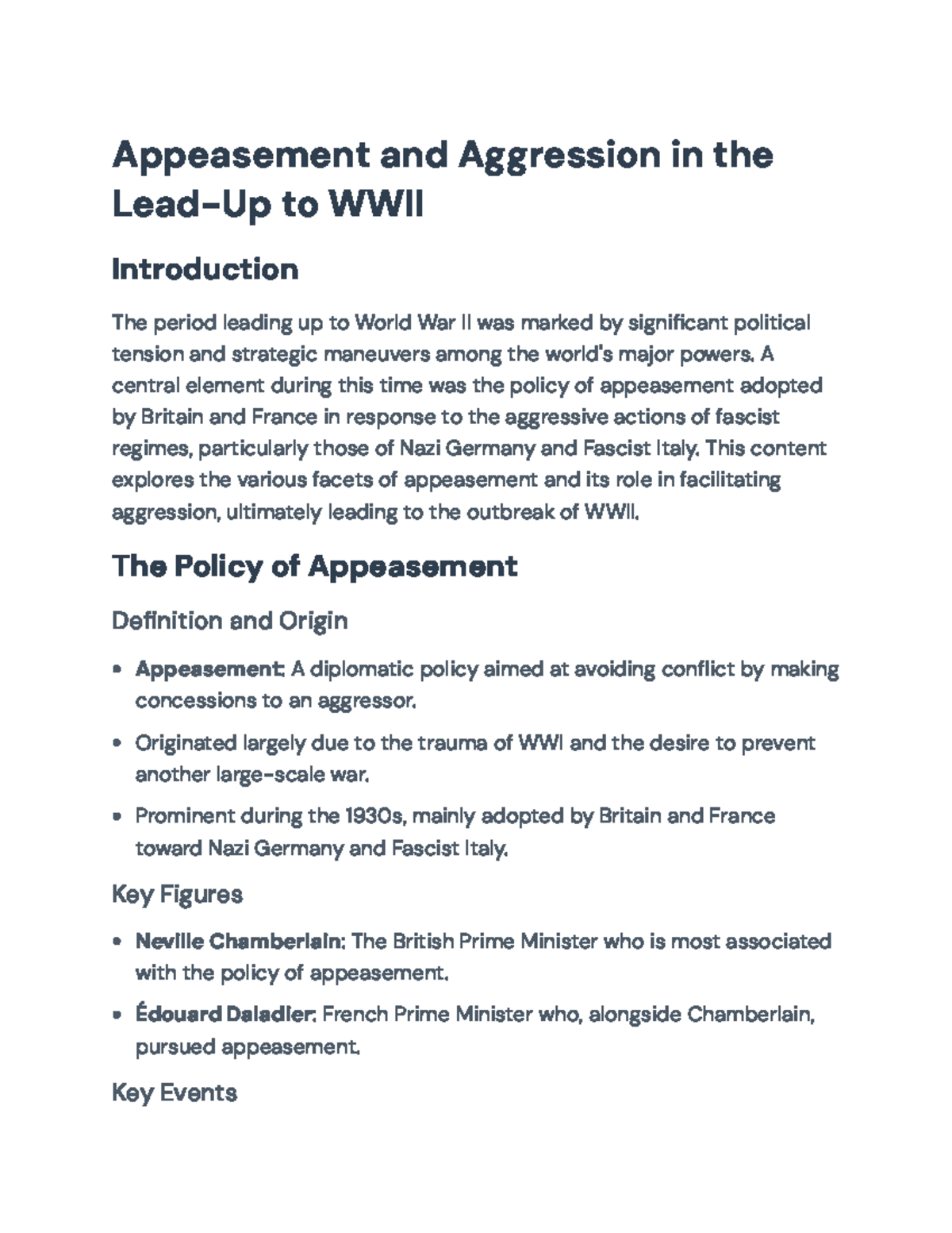 The Policy of Appeasement and Aggression: Path to WWII (HIST 101 ...