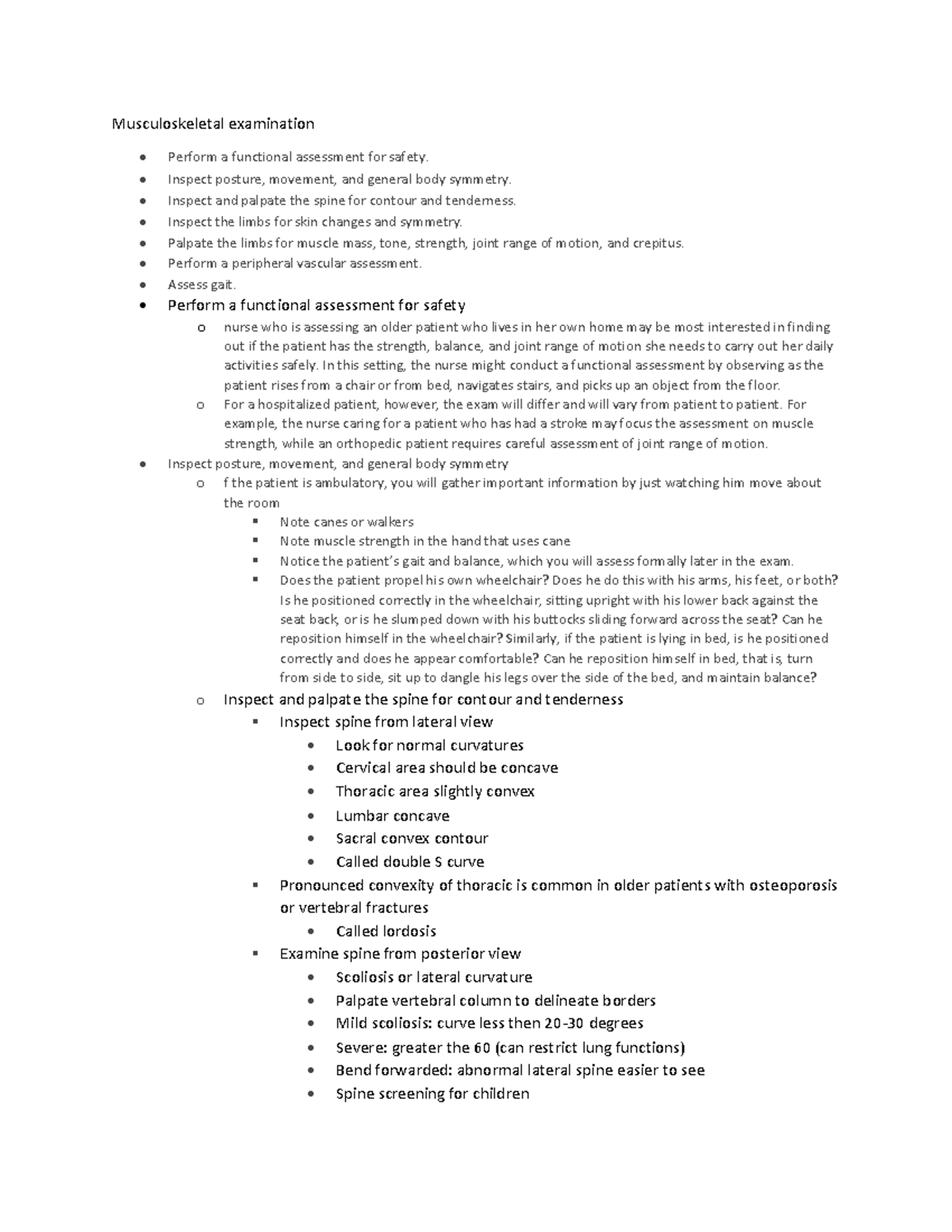 Musculoskeletal Assessment Guide - ATI Notes for Nursing Students - Studocu