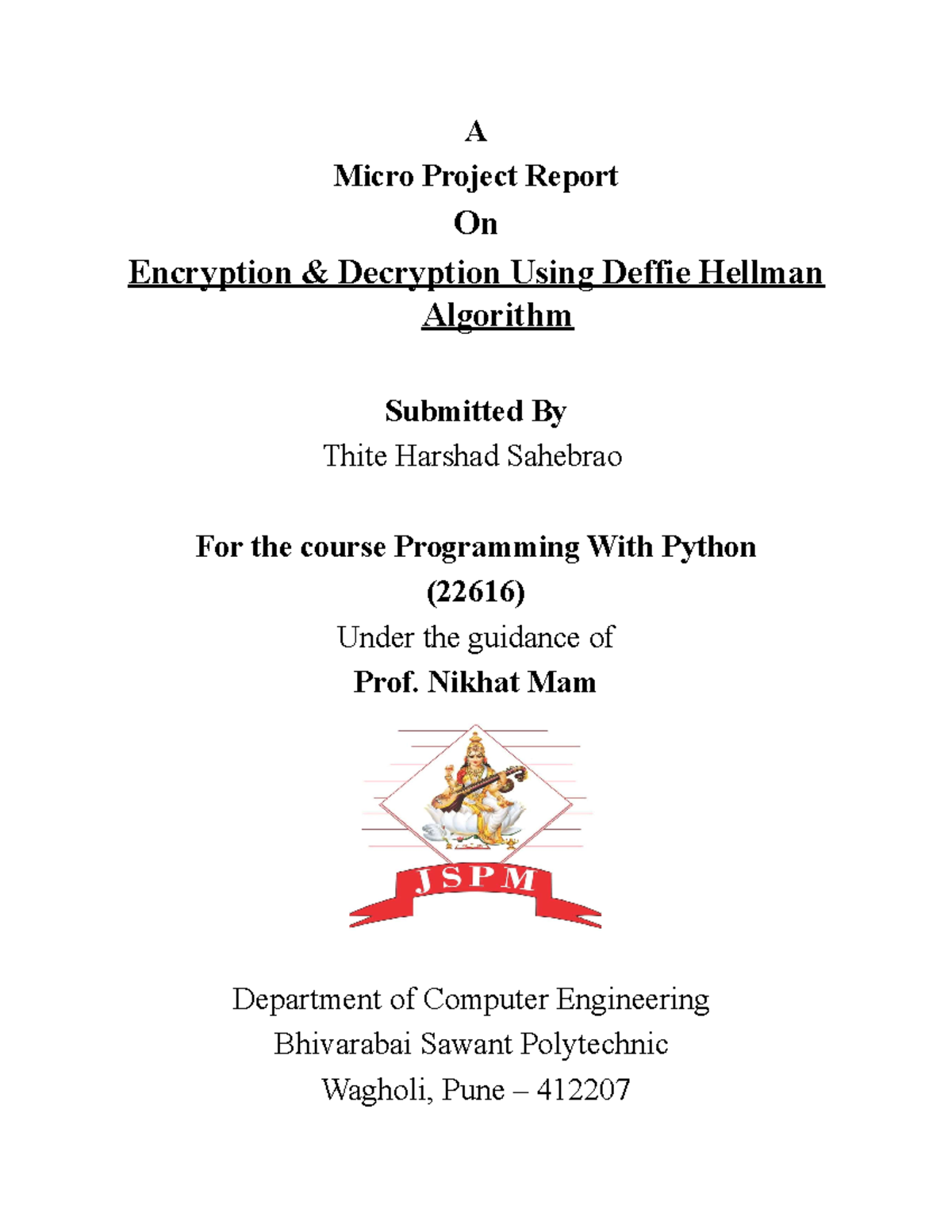 NIS MINI PROJECT - A Micro Project Report On Encryption & Decryption ...