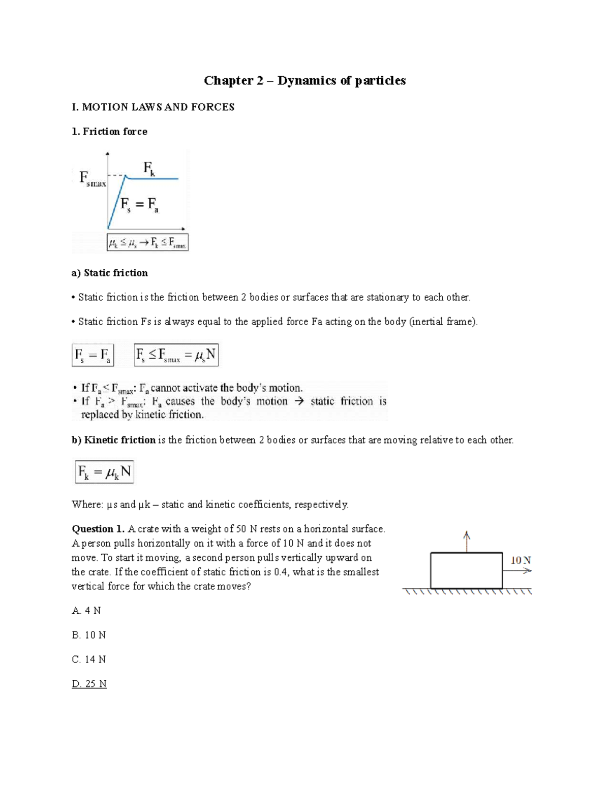 Chapter 2 - Dynamics of Particles I: Motion Laws & Forces - Studocu