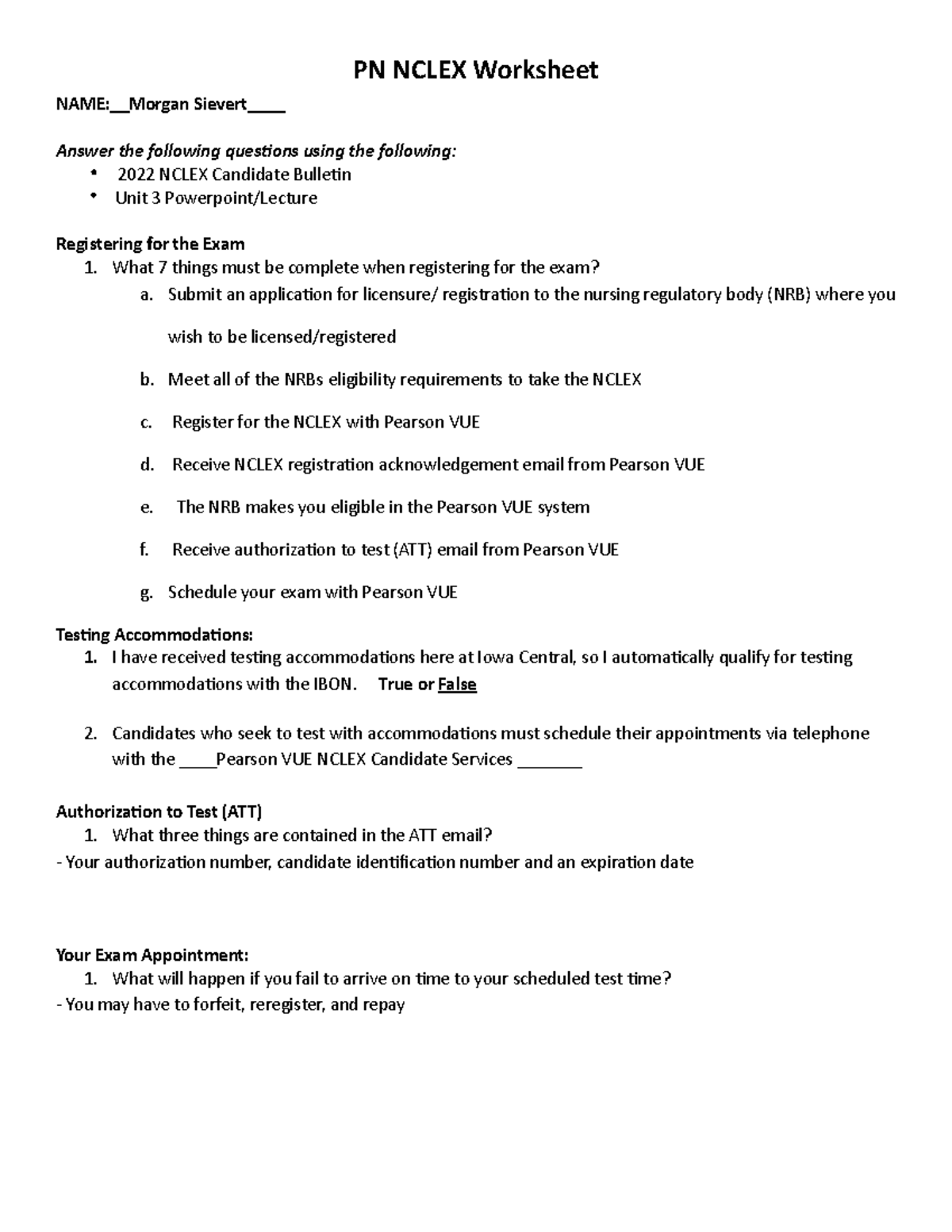 PN NCLEX Registration Worksheet: Key Steps and Requirements - Studocu