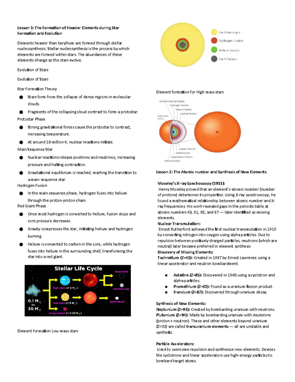 Physci 101: Lessons 1-4 on Stellar Nucleosynthesis and Polarity - Studocu