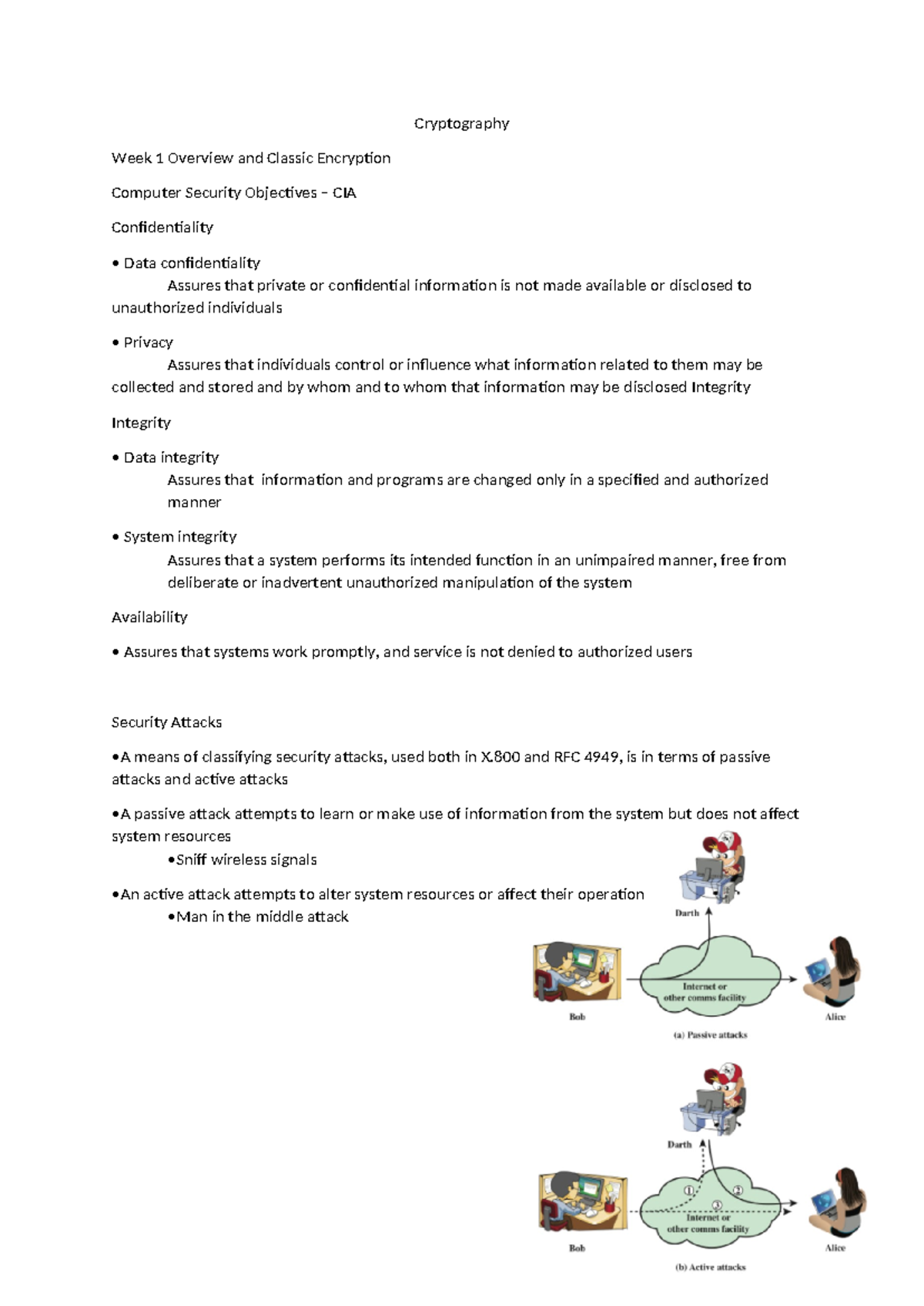 Cryptography 101: Week 1-2 Lecture Notes on Encryption Techniques - Studocu