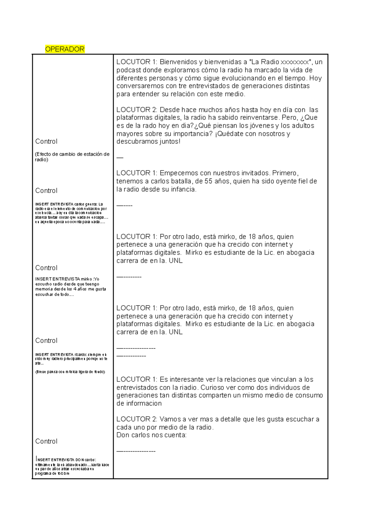 Guion Doble Columna: La Evolución de la Radio en Diferentes ...